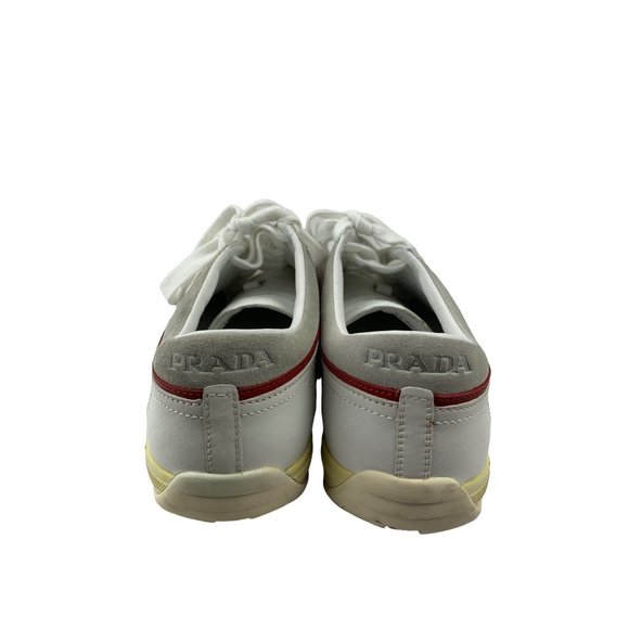 Prada | Shoes | Mens Prada America Cup White Red Grey Leather Sneakers Size 95 | Poshmark